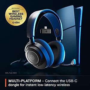 SteelSeries Arctis Nova 7P Wireless Multi-Platform Gaming Headset — Neodymium Magnetic Drivers — 2.4GHz + Bluetooth — 38Hr USB-C Battery — Gen2 AI Mic — PlayStation, PC, Switch, VR, Mobile - Black