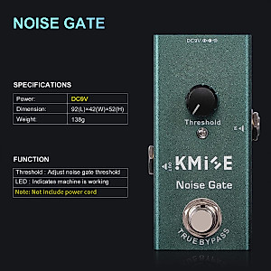 Kmise Noise Gate Electric Guitar Effects Pedal Mini Single Type DC 9V True Bypass