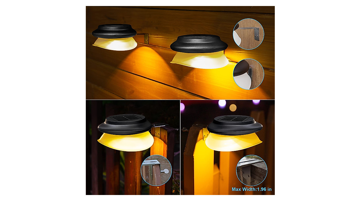 KINKAI Solar Fence Lights 6pcs - Solar Outdoor Waterproof Lights with 9 ...