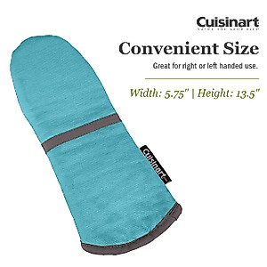 Cuisinart Silicone Oven Mitts, 2 Pack – Heat Resistant To 500 Degrees – Handle Hot Kitchen Items Safely – Non-Slip Silicone Grip Oven Gloves with Insulated Deep Pockets and Hanging Loop – Aqua