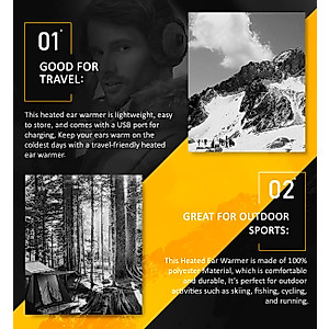 Aroma Season Heated Earmuffs Men & Women, Heated Ear Warmer for Hiking, Running, Walking, Skiing, Camping, 30 Min Auto-off
