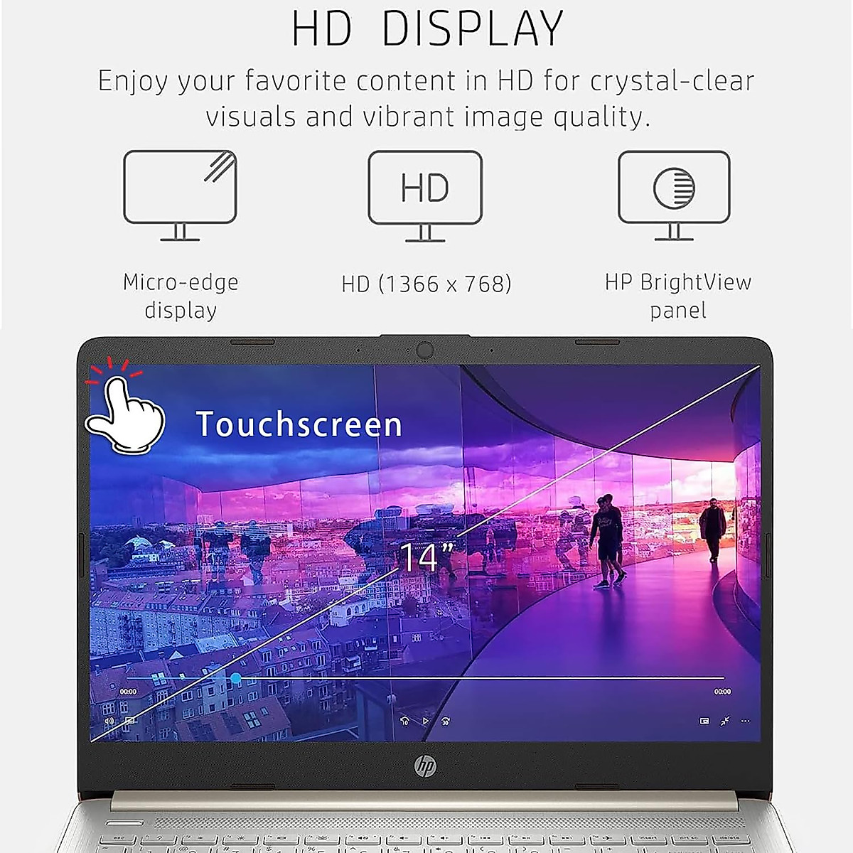 2021 HP 14" FHD Display Laptop Computer, 10th Gen Intel Core i3-1005G1 Processor, 8GB RAM, 512GB PCIe SSD, Backlit Keyboard, HD Webcam, HD Audio, HDMI, Windows 10 S, Silver, 32GB Snow Bell USB Card