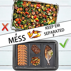 Silicone Baking Sheet Pan Set, 4PCS Nonstick Silicone Dividers for Baking Trays, Cooking Baking Pan Dividers with Handle, Reusable Bakeware for Meal Prep, Oven, Air Fryer Safe (Grey)