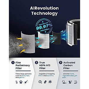 TCL Air Purifier for Home Room Bedroom True H13 HEPA Air Filter Remove 99.97% Smoke Odor Pet Dander Dust Pollen Mold Air Cleaner Metal Design with Night Light