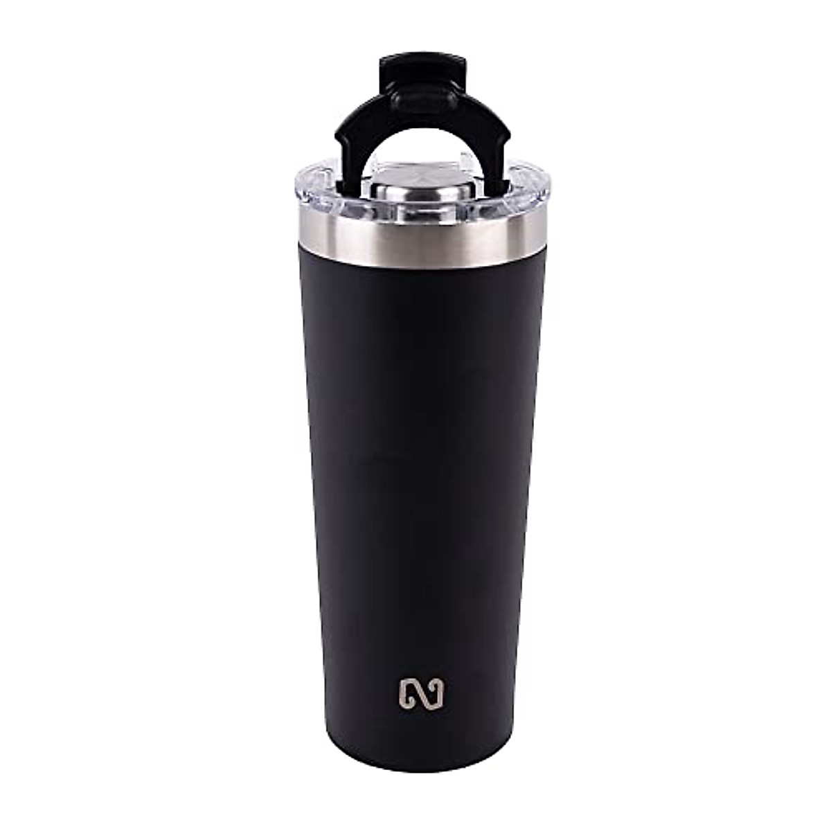 NAYAD Stainless Steel Vacuum Insulated Thermos Tumbler, Automotive Cup Holder Compatible Travel Coffee Mug Water Bottle with Straw and Lid for Iced Cold/Hot, 22 oz, Black