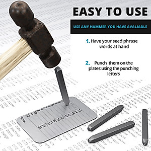 Vilo Cryptocurrency Steel Wallet, 24 seed phrase storage, Stainless Steel Crypto Cold Storage Seed Backup, Compatible with All BIP39 Wallets, Ledger Nano, Trezor, KeepKey, Coldcard,