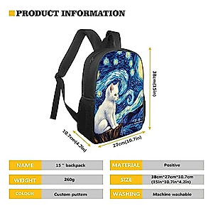 DMOYALA Art Painting Cat 15 Inch Laptop Backpack for Women Girls Japanese Style Utility Unique Schoolbag with Zipper Hiking Backpack for School Back to School Supplies Multi-function Gym Backpack