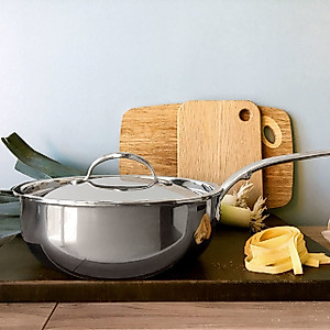 Hestan - NanoBond Collection - Titanium Stainless Steel 3.5-Quart All-In-One Pan with Lid - Toxin, PFAS, & Chemical Free Clean Cookware, Induction Cooktop Compatible