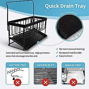 DMJWAN Kitchen Sink Caddy Organizer, 304 Stainless Steel Sponge Holder Sink Caddy for Dish Rags Brush Soap Scrubber with Auto Drain Tray