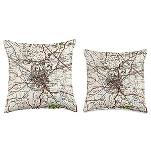 Wiltshire England Old Town Atlas Vintage Swindon UK Map (1940) Throw Pillow, 18x18, Multicolor