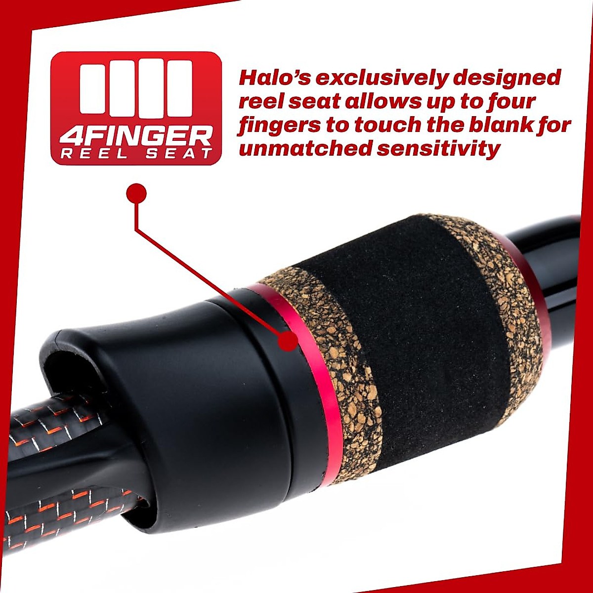 Halo Fishing HFHFX76MS HFX Series, Black/Red, Line 6-12 LB, Lure 1/4-3/8 OZ, 7'6"