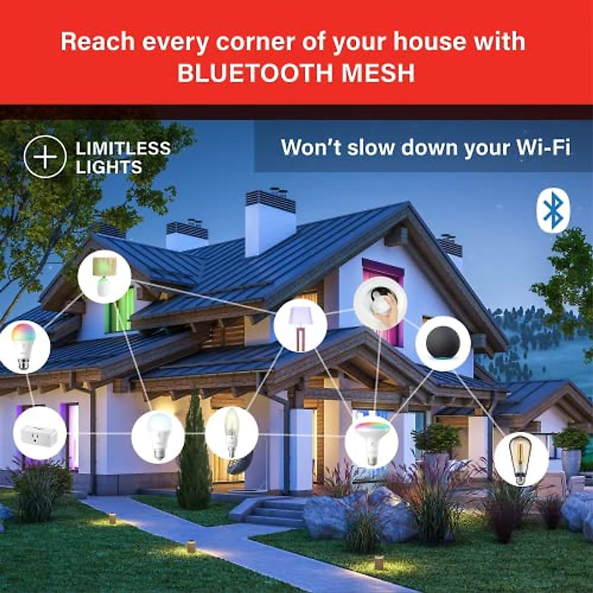 Sengled Alexa Smart Flood Light Bulbs, Bluetooth Mesh BR30 Smart Bulbs That Work with Alexa Only, 65 Watt Equivalent Full Color and Tunable White 650 LM, E26 Base Recessed, No Hub Required, 4 Pack