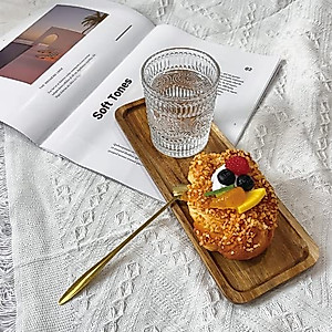 Wood Serving Tray, Wooden Trays,Small Wood Tray Wood Platter for Serving Food Dessert Appetizer Cheese Boards Fruit Cookie Vanity Home Decor Bathroom Tray Set of 2 Acacia 11" x 4"