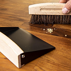 Broom and Dustpan Set - Small Broom and Dustpan Set, Perfect for Tiny Spaces and Quick Table Cleanups - Mini Broom and Dustpan Set, Wood Hand Broom with Natural Horsehair Bristles(5.9 x 3.9 inches)