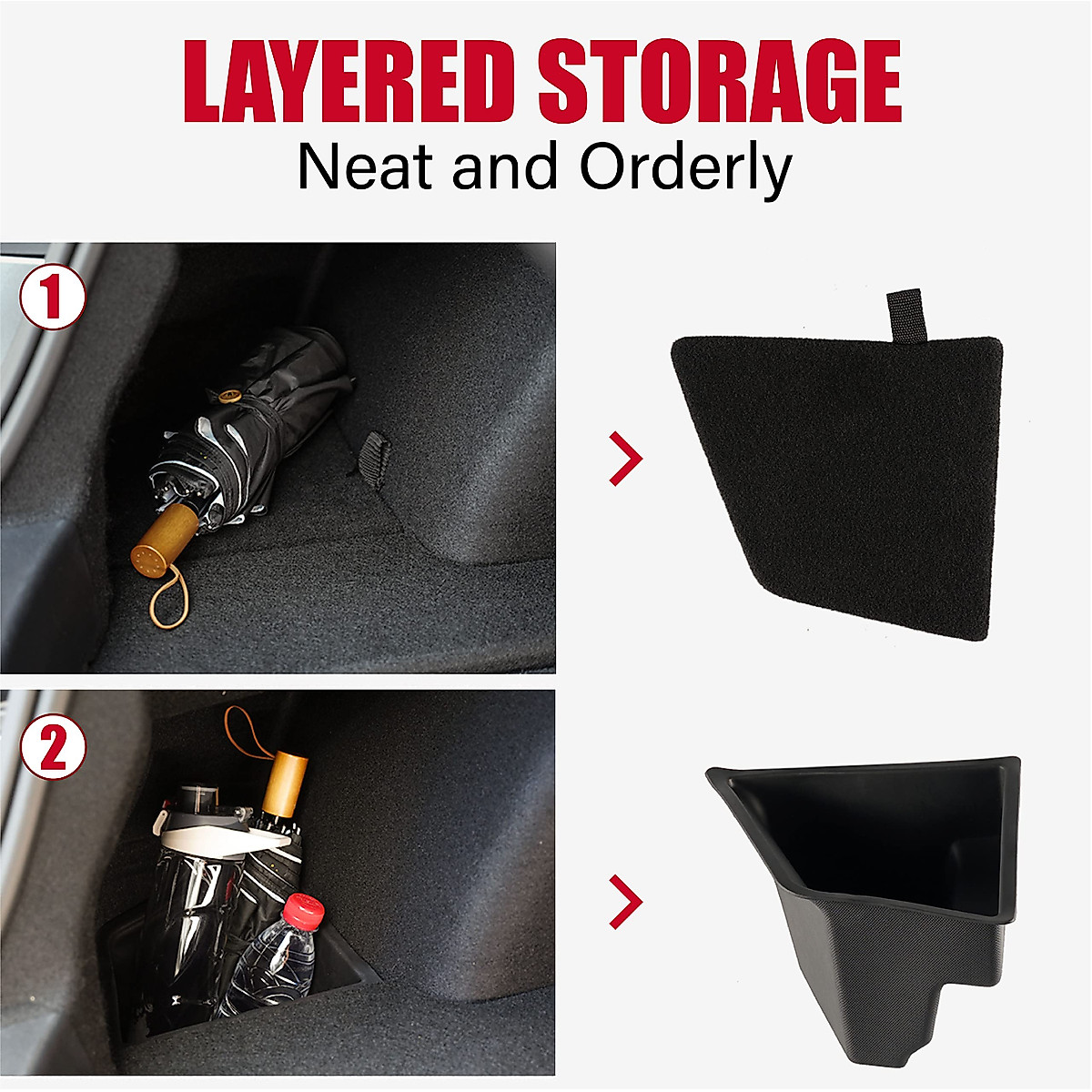 OtriFowd Tesla Model 3 2023 2022 Rear Trunk Side Organizer Storage Box with Lid, Left Side Storage Protector Packets, Waterproof Odorless Side Storage Bins Accessories (DO NOT USE for Highland 2024)