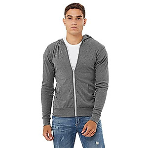 Bella + Canvas Unisex Triblend Full-Zip Lightweight Hoodie L GREY TRIBLEND