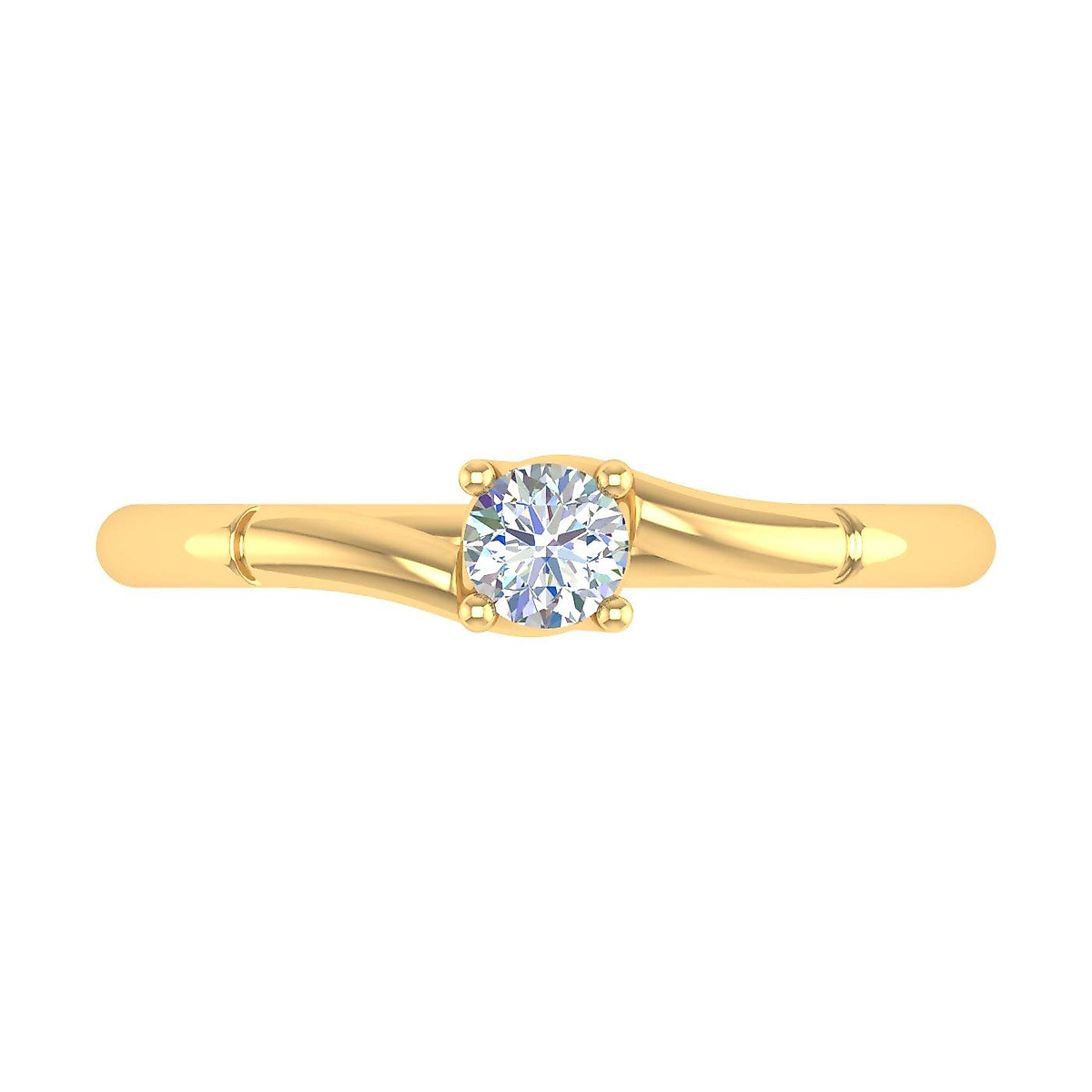 1/4 Carat 4-Prong Set Diamond Solitaire Engagement Ring Band in 10K Yellow Gold (Ring Size 8.25)