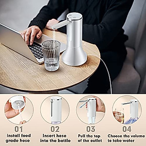 Desktop Water Jug Dispenser with Removable Base, Water Dispenser for 5 Gallon Bottle, Portable Electric Folding Countertop Water Bottle Pump with USB Charging for Camping Picnic Home Office