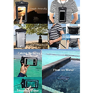 Freegrace Waterproof Dry Bags Set Of 3 Dry Bag With 2 Zip Lock Seals & Detachable Shoulder Strap, Waist Pouch & Phone Case - Can Be Submerged Into Water - For Swimming (Black, 10L)