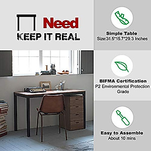 Need Small Computer Desk 31-1/2'' Sturdy and Heavy Duty Writing Desk for Small Spaces and Small Desk Study Table Laptop Desk- AC3BB-80-40