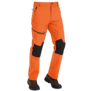 TACVASEN Men's Outdoor Hiking Pants Winter Snow Ski Pants with Zipper Pockets Tactical Softshell Pants Warm Outdoor Pants for Men