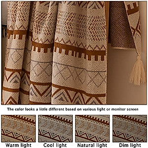 HT&PJ Knit Throw Blanket Boho Throw Blanket with Tassels Super Soft Warm Cozy Decorative Blanket for Bed, Sofa, Couch, Living Room All Seasons-Brown, 50"×60"