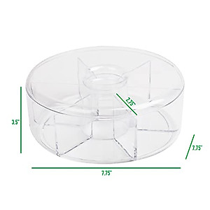 Mind Reader Acrylic Storage & Organizer 6 Compartment Tea Bag Holder with Lid, Round Pantry Organizer for Kitchen, Clear, Clear Round, Clear Round