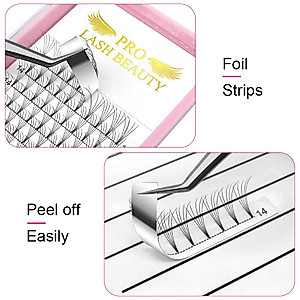 PRO LASHBEAUTY Premade Volume Eyelash Extensions 5D, D Curl, 0.10mm, 14mm, Vegan, Individual, False Eyelash Extensions