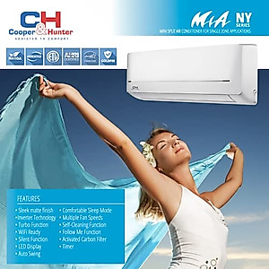 Cooper & Hunter 12,000 BTU, 115V, 20.8 SEER2 Ductless Mini Split AC/Heating System Pre-Charged Inverter Heat Pump with 16ft Installation Kit