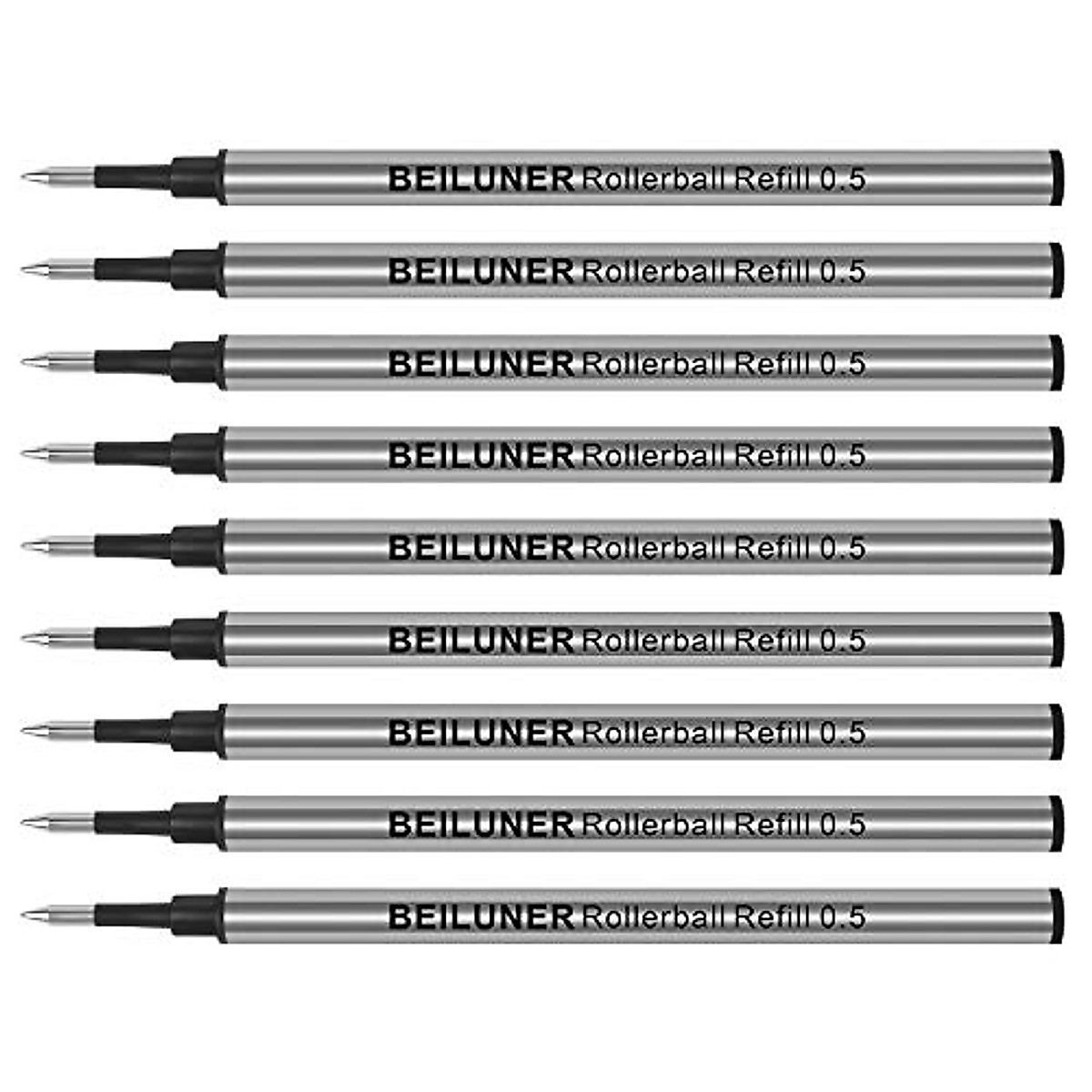0.5mm Replaceable Refills Compatible for BEILUNER Luxury Wooden Ballpoint Pen Writing Set, Black Ink, direct insertion - 9 Pack