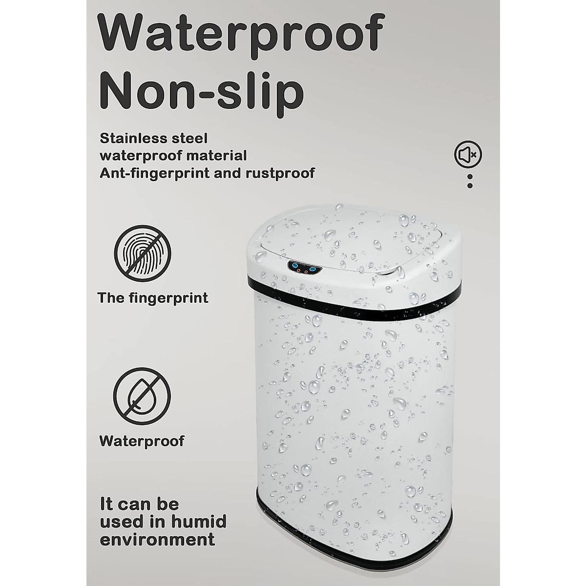 13 Gallon/50 L Kitchen Trash Can with Lid, Stainless Steel Garbage Can with Touch-Free Lid, Cute Trash Can Automatic Trash Can Bathroom Trash Can with Lid, Motion Sensor Trash Can Brushed Finish