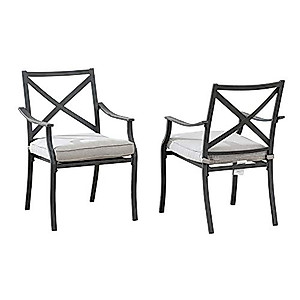 Amazon Brand - Ravenna Home Archer Steel-Framed Outdoor Patio Dining Chairs, Set of 2, 35"H, Gray