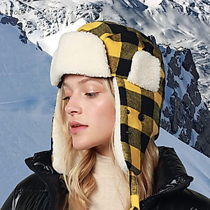 CHOK.LIDS Lumberjack Plaid Winter Trapper Unisex Premium Extra Strength Sherpa Ear Flap Chin Strap Cold Weather Outdoor Hat (Red)