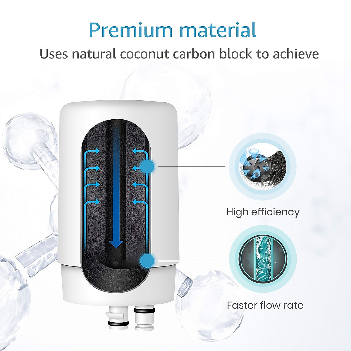 AQUA CREST Faucet Filter Replacement, Replacement for Brita Faucet Filter, Brita 36311 On Tap Water Filtration System, Brita FR-200, FF-100 Replacement Filter, White (Pack of 6)