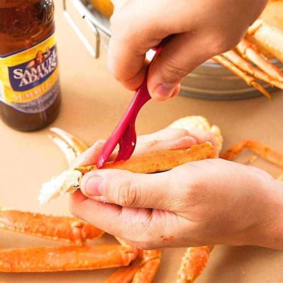 19 Pcs Seafood Tools Set Nut Cracker Set includes 4 Crab Crackers, 4 Forks, 4 Lobster Shellers, 4 Lobster Crab Mallets, 2 Seafood Scissors and Storage Bag