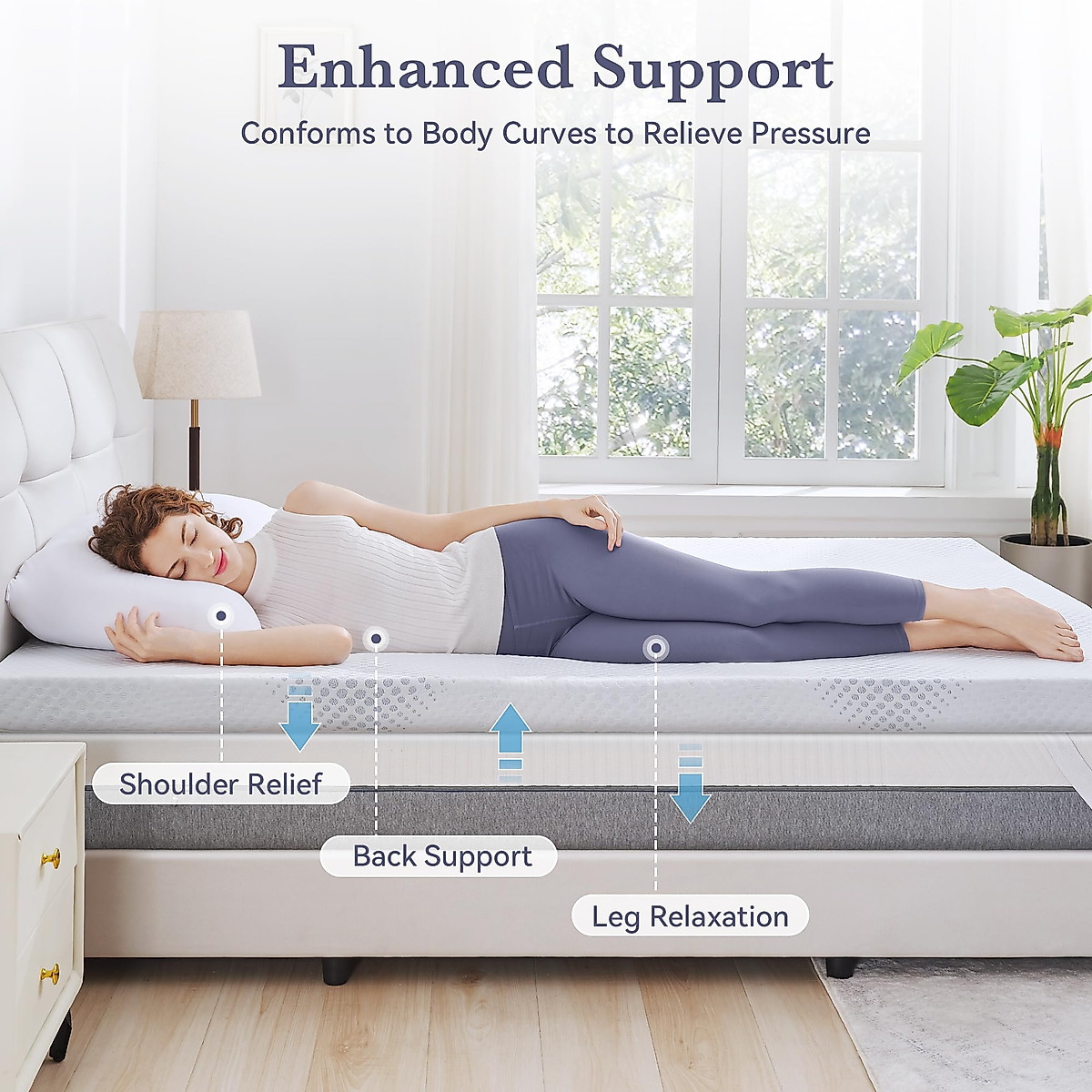 SINWEEK 3 Inch Gel Memory Foam Mattress Topper Queen Size, Mattress Pad for Body Pressure Relief, Cooling Bed Topper with Breathable Soft Cover, CertiPUR-US Certified, Medium Version.