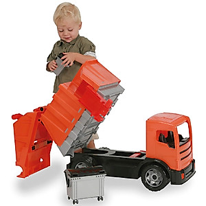 ksmtoys Lena Construction Toys Powerful Giants Toy Garbage Truck with Garbage and Recycle Bin and Dumpster in Yellow and Black Toys for Boys or Girls Age 3+