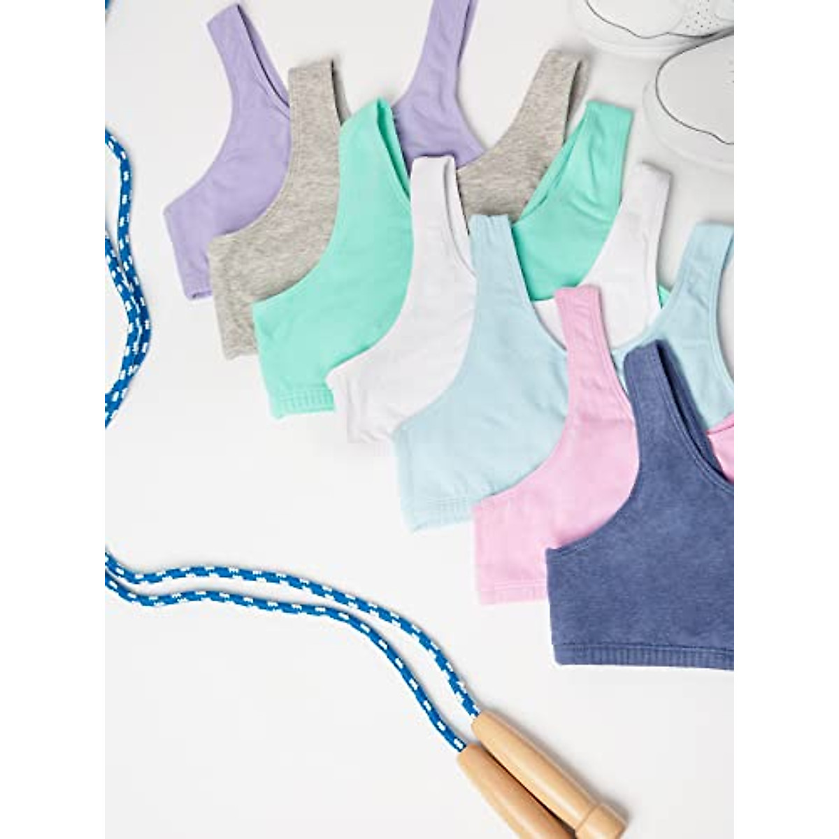 Fruit of the Loom girls Cotton Built-up Stretch Sports training bras, Heather Grey/Bittersweet Pink/White, 38 US