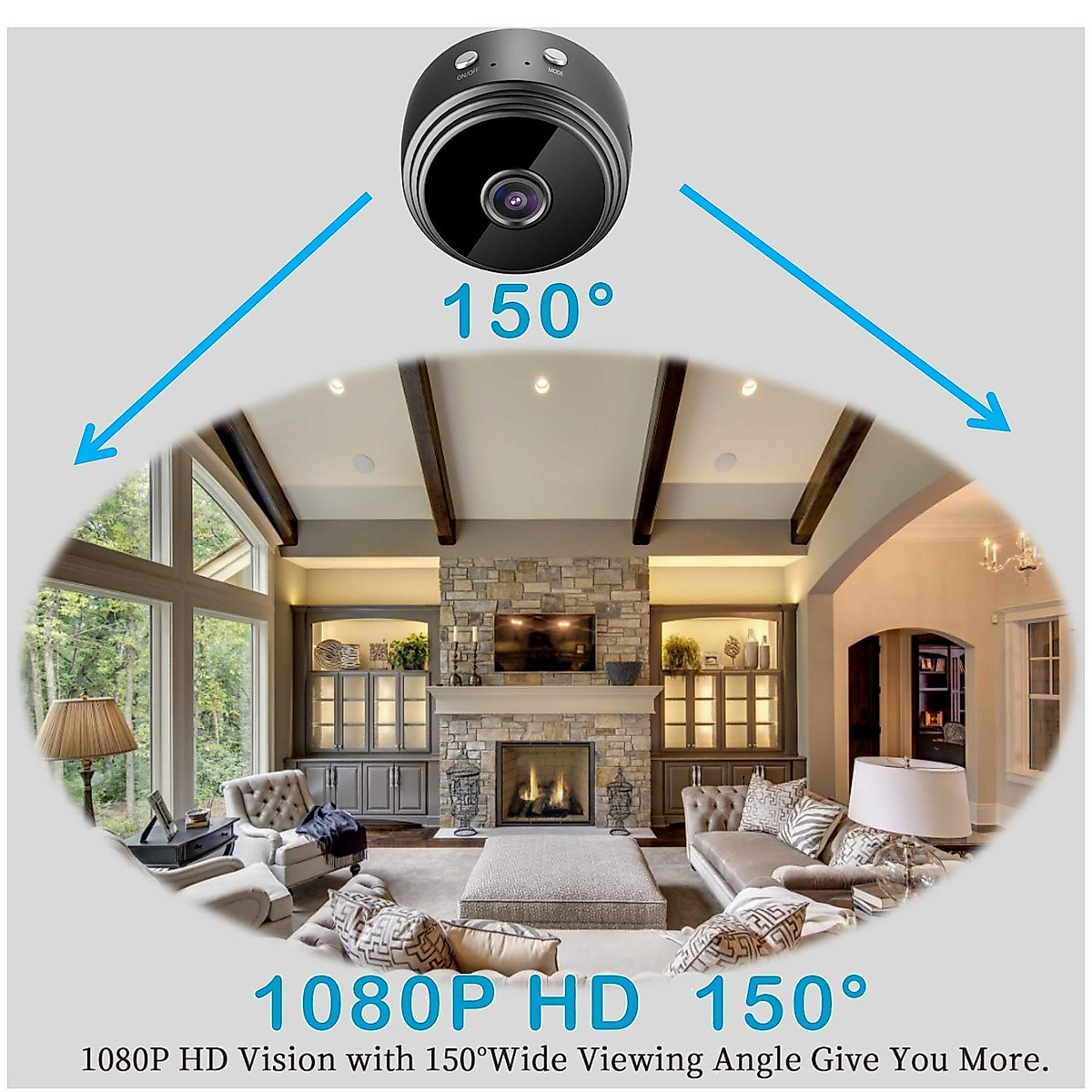 Mini Spy Camera Wireless Hidden Home WiFi Security Cameras with App 1080P, Bundle Night Vision Indoor Outdoor iPhone/Android Phone Small Nanny Cam for Cars etc