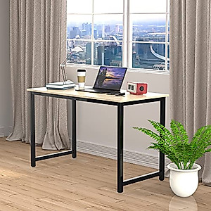 Halter Extra Long Computer Desk for Home Office, 47" Modern, PC, Laptop Office Desk, for Gaming, Studying, Working Sturdy Writing Table and Crafting Table, Easy Assembly, Walnut Desk, Black Frame