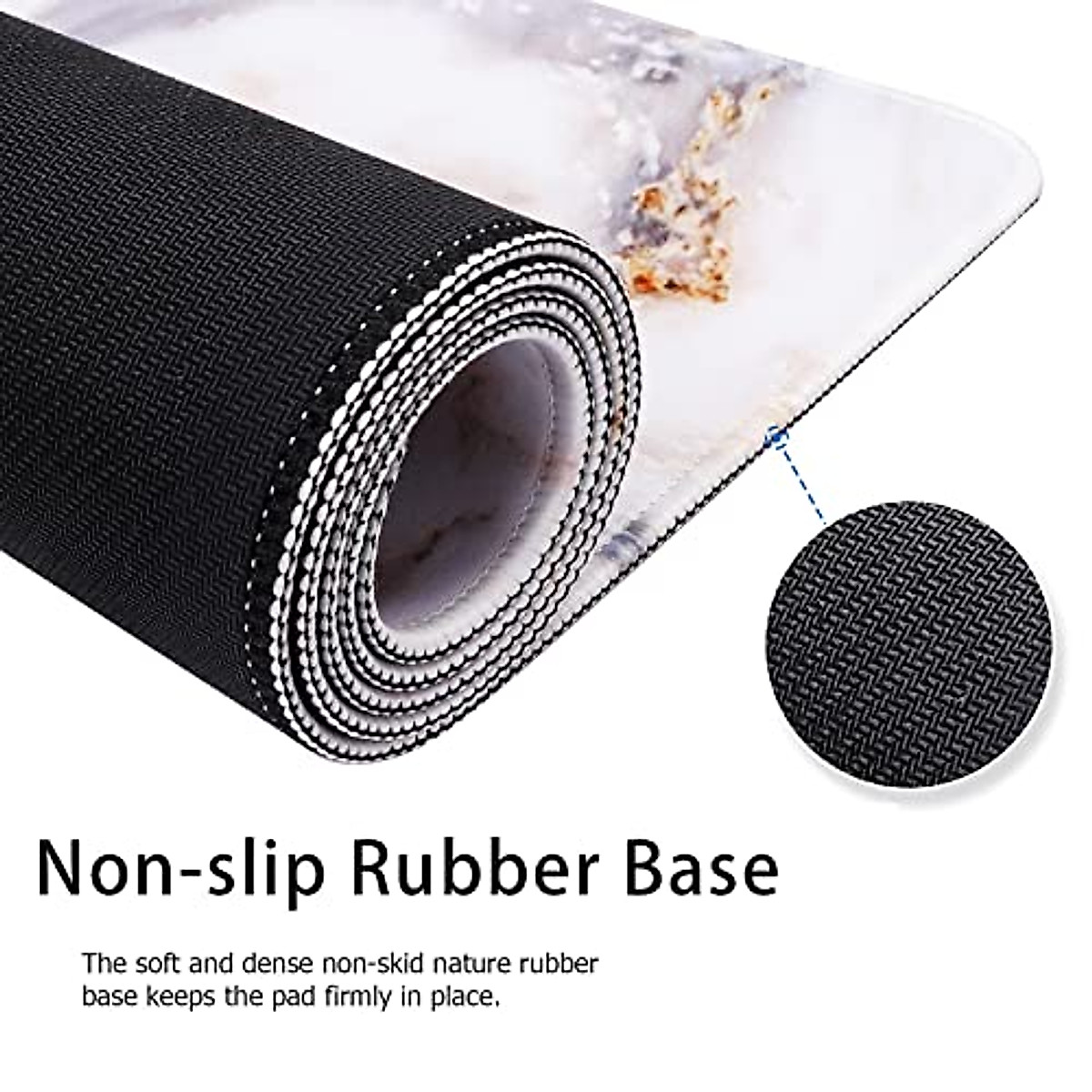 Anyshock Desk Mat, Gaming Mouse Pad Large (35.4" x 15.7" inch), XXL Keyboard Pad with Stitched Edges, Non Slip Rubber Base, Waterproof Computer Desk Pad for Office, Home, Men(Platinum Marble)