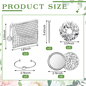 Reginary 30 Pcs Disco Bachelorette Last Disco Party Favors Makeup Bag Hair Scrunchies Compact Mirror Love Knot Bracelet Diamond Pen for Last Rodeo Bridal Shower Bridesmaid New Year 80s 90s Gifts
