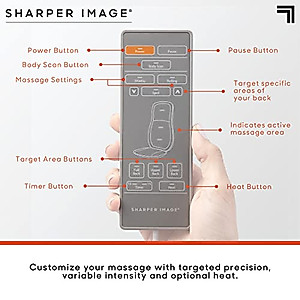 Sharper Image Smartsense Shiatsu Realtouch Massaging Chair Pad with Extra Cushion, Soothing Heat, 4 Deep Kneading Gel Nodes, Pain Relief for Neck, Back, Shoulders, Lumbar, Pressure Points Body Scan