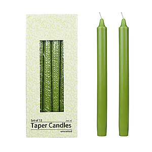 Zest Candle 12-Piece Taper Candles, 10-Inch, Sage Green Straight