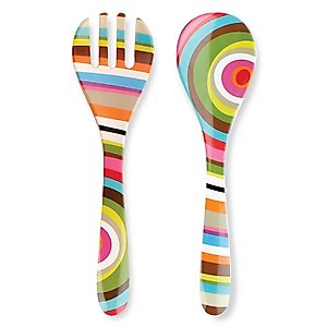 French Bull Salad Server 2 Piece Set - Melamine Dinnerware - 13" - Outdoor, Party, Utensils - Ring