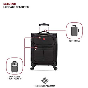 SwissGear 4010 Softside Luggage with Spinner Wheels, Black, Carry-On 18-Inch