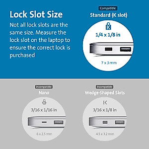 Kensington Cable Lock for HP Laptops, Lenovo, Asus, Acer & Other Devices - NEW Smaller & Stronger Pivoting Lock head (K65035AM)