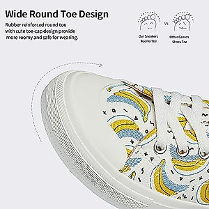 VERDASCO Womens Fashion Sneakers Non-Slip Running Shoes Comfort Walking Shoes Ladies Tennis Shoes White with Banana Painted 9.5