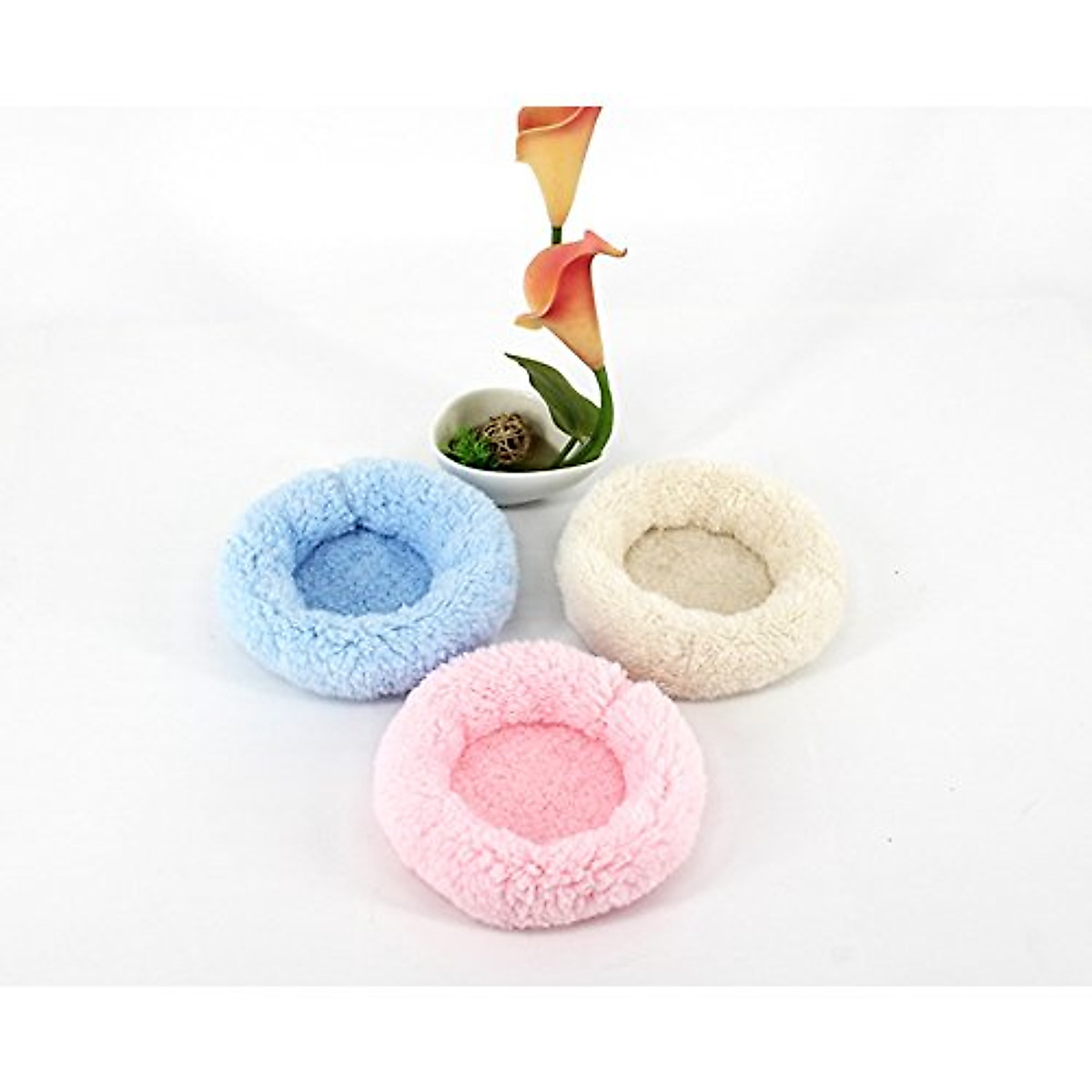 HongGun® Hamster nest, Hamster Bed Mat Circular Shaped Warm Soft Comfortable Washable PP+Velvet for Mice, Guinea Pigs and Other Small Animals (L, Pink)