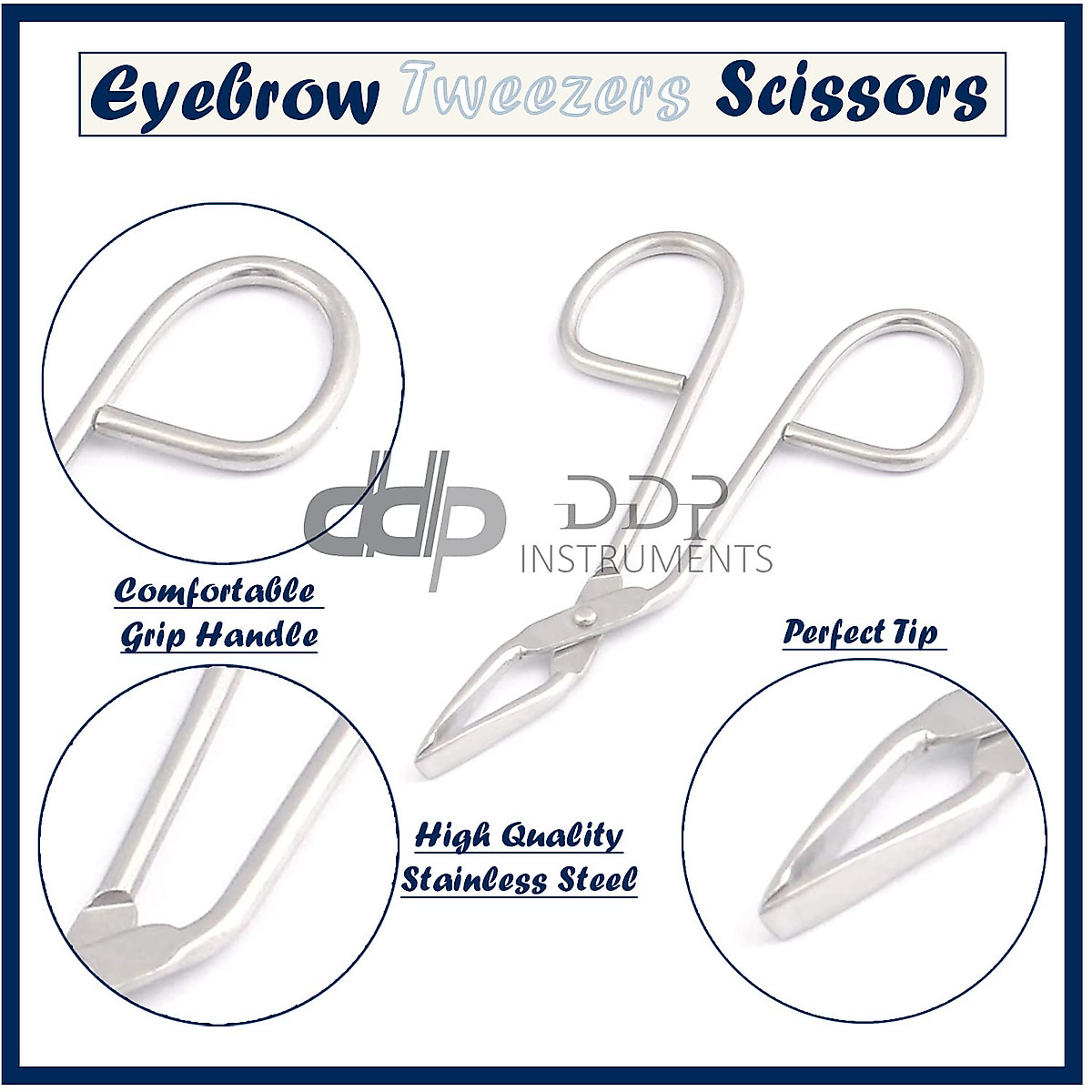 DDP Professional Stainless Steel Scissors Shaped Slant Tip Tweezer Clip 'Eyebrow